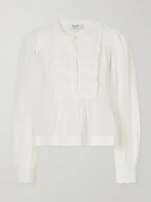 Sea Eliza Broderie Anglaise Cotton-blend Blouse - White
