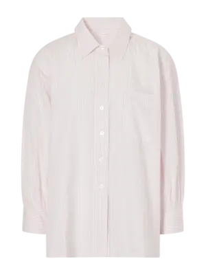 Suzie Kondi Kappa Logo-embroidered Striped Cotton Poplin Shirt - Pink