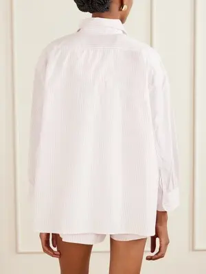 Suzie Kondi Kappa Logo-embroidered Striped Cotton Poplin Shirt