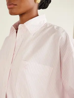 Suzie Kondi Kappa Logo-embroidered Striped Cotton Poplin Shirt