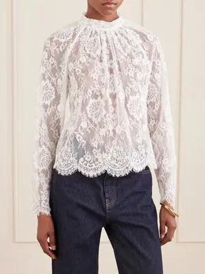 SELF-PORTRAIT Scalloped Lace Blouse