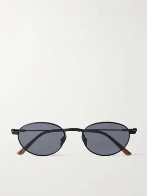 THISTLES The Cruz Oval-frame Metal Sunglasses - Black