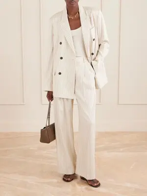 FRAME The Avenue Double-breasted Striped Blazer