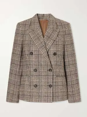 Brunello Cucinelli Checked Wool-blend Blazer - Beige