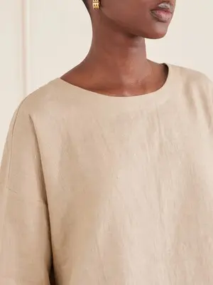 Suzie Kondi Saria Linen-chambray Top - Neutrals