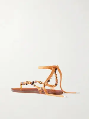 ANCIENT GREEK SANDALS Esther Bead-embellished Jelly Thong Sandals - Brown
