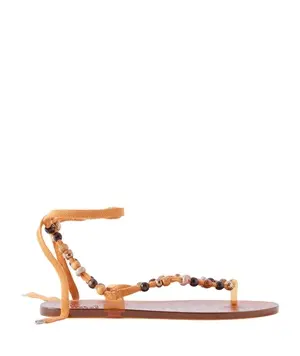 ANCIENT GREEK SANDALS Esther Bead-embellished Jelly Thong Sandals - Brown