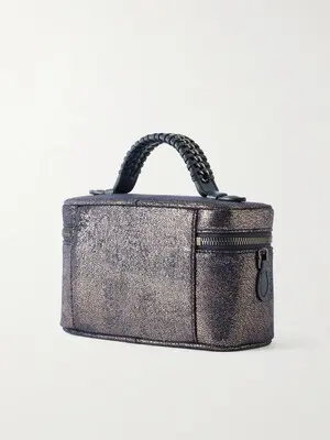 Stella McCartney Falabella Vanity Case Metallic Vegetarian Suede Shoulder Bag - Blue