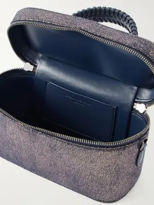 Stella McCartney Falabella Vanity Case Metallic Vegetarian Suede Shoulder Bag - Blue