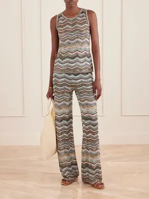 Missoni Striped Crochet-knit Halterneck Tank - Brown