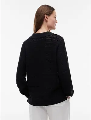 Tommy Hilfiger Relaxed Fit Crochet Sweater Polo - Black