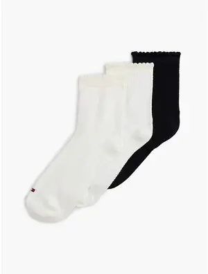Tommy Hilfiger Pointelle Mini Trouser Socks 3 Pack - Ivory/multi