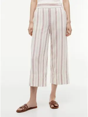 Tommy Hilfiger Stripe Linen-blend Cropped Wide-leg Pants