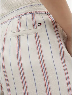 Tommy Hilfiger Stripe Linen-blend Cropped Wide-leg Pants