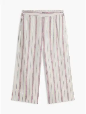 Tommy Hilfiger Stripe Linen-blend Cropped Wide-leg Pants