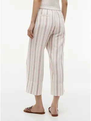 Tommy Hilfiger Stripe Linen-blend Cropped Wide Leg Pant