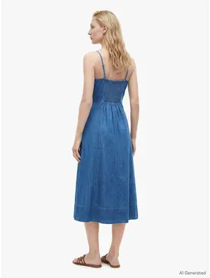 Tommy Hilfiger Denim Maxi Dress With Shirred Back