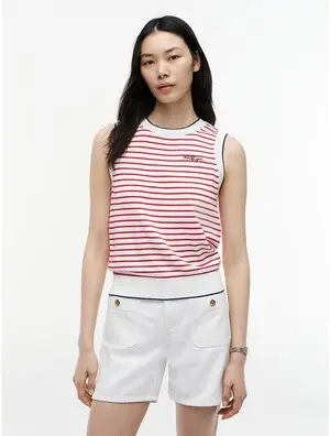 Tommy Hilfiger Striped Sweater Vest With Embroidered Logo - Primary Red