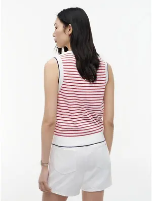 Tommy Hilfiger Striped Sweater Vest With Embroidered Logo - Primary Red