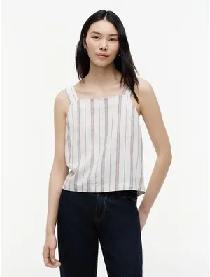 Tommy Hilfiger Striped Linen-blend Tank Top - Ecru