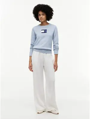Tommy Hilfiger Intarsia Flag Logo Crewneck Sweater