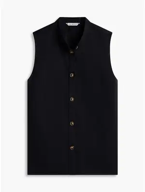 Tommy Hilfiger Sleeveless Band Collar Slub Shirt