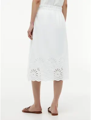 Tommy Hilfiger Embroidered Eyelet Poplin Midi Skirt