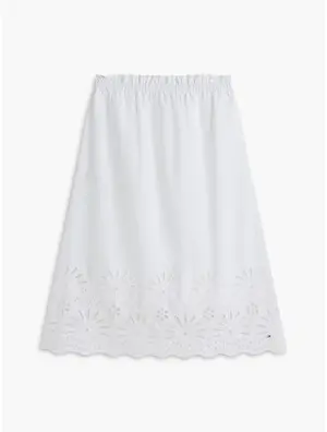 Tommy Hilfiger Embroidered Eyelet Poplin Midi Skirt