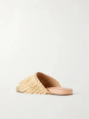 ANCIENT GREEK SANDALS Fringe Raffia Slip-on Flats