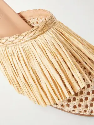 ANCIENT GREEK SANDALS Fringe Raffia Slip-on Flats