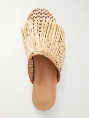 ANCIENT GREEK SANDALS Fringe Raffia Slip-on Flats