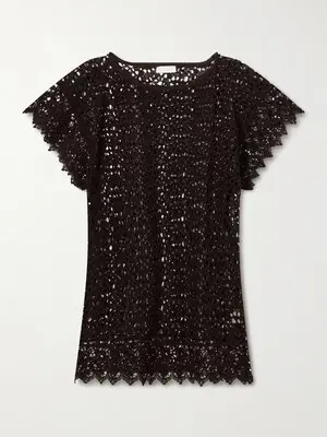 Suzie Kondi Kristina Crocheted Cotton Mini Dress - Brown