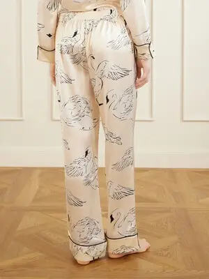 Olivia Von Halle Lila Printed Silk-satin Pajama Set - Neutrals