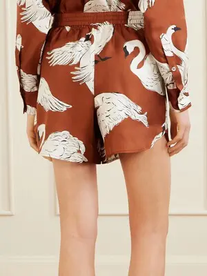 Olivia Von Halle Kick Printed Silk-satin Pajama Set - Brown