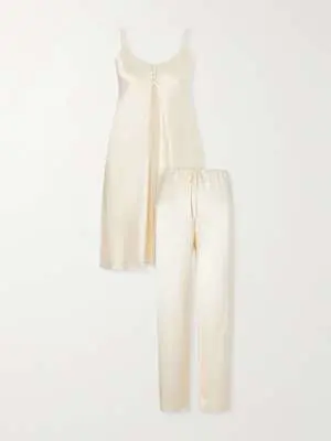 Olivia Von Halle Elvira Silk-satin Pajama Set Ecru