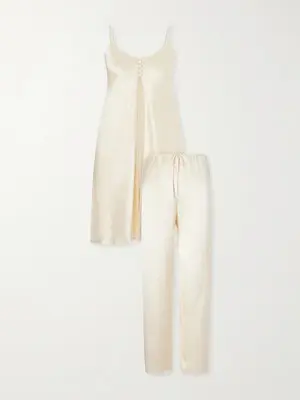 Olivia Von Halle Elvira Silk-satin Pajama Set Neutrals