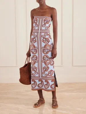 Cara Cara Rome" Strapless Paisley Jacquard-knit Midi Dress