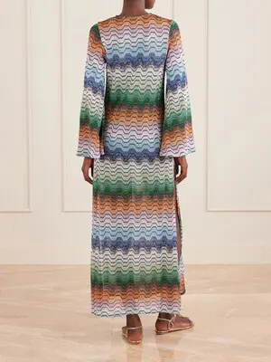 Missoni Mare Striped Metallic Crochet-knit Coverup
