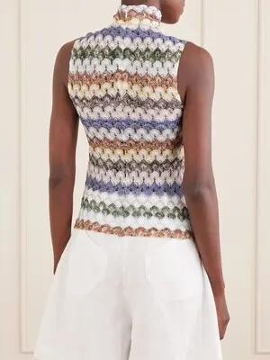 Missoni Striped Metallic Crochet-knit Tank
