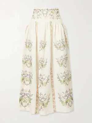 AGUA BENDITA AGUA BY AGUA BENDITA Curua Anhelo Linen Midi Skirt