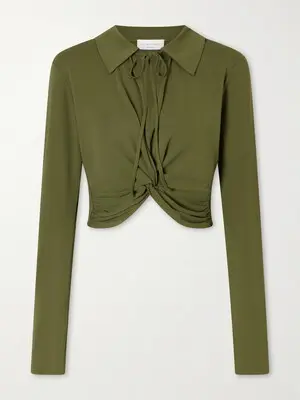 VIOLANTE NESSI Gathered Knotted Cropped Top - Green
