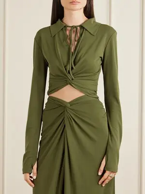 VIOLANTE NESSI Gathered Knotted Cropped Top