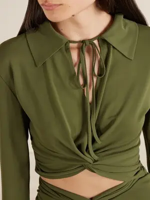 VIOLANTE NESSI Gathered Knotted Cropped Top