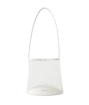 NEOUS Pardalis Leather-trimmed Mesh Bucket Shoulder Bag - White