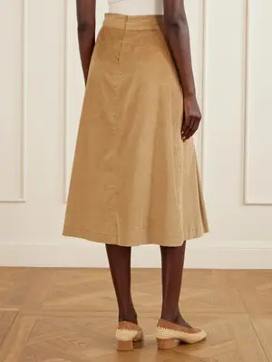 Gabriela Hearst Pleated Corduroy Maxi Skirt - Beige