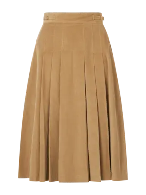 Gabriela Hearst Pleated Corduroy Maxi Skirt - Beige