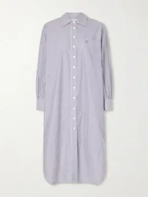 Suzie Kondi Stella Striped Cotton-poplin Midi Shirt Dress - Blue