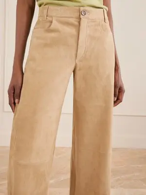 Stouls Lilou Cropped Suede Wide-leg Pants - Neutrals