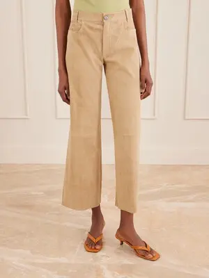 Stouls Lilou Cropped Suede Wide-leg Pants - Neutrals