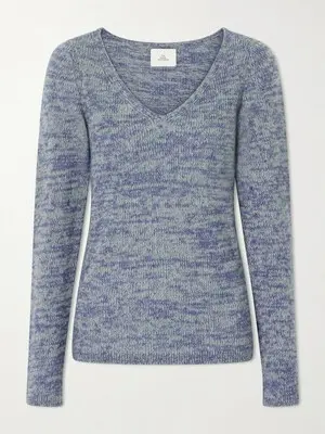 THE ELDER STATESMAN V-neck Cashmere And Silk-blend Sweater - Blue